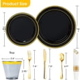 350 PCS Black and Gold Disposable Plastic Dinnerware Set for 50 Guests ...