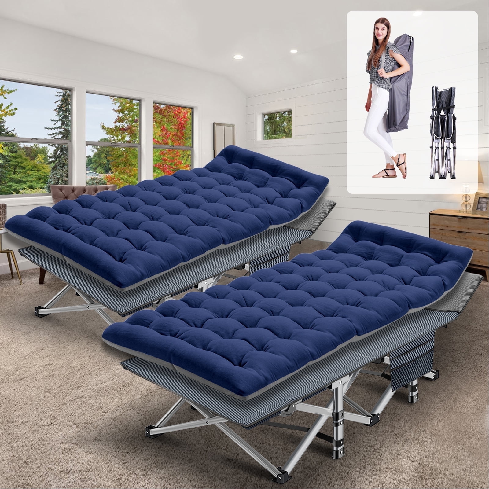 Click here for Slsy Xl 2 Packs Folding Camping Cots With 2 Sided... prices