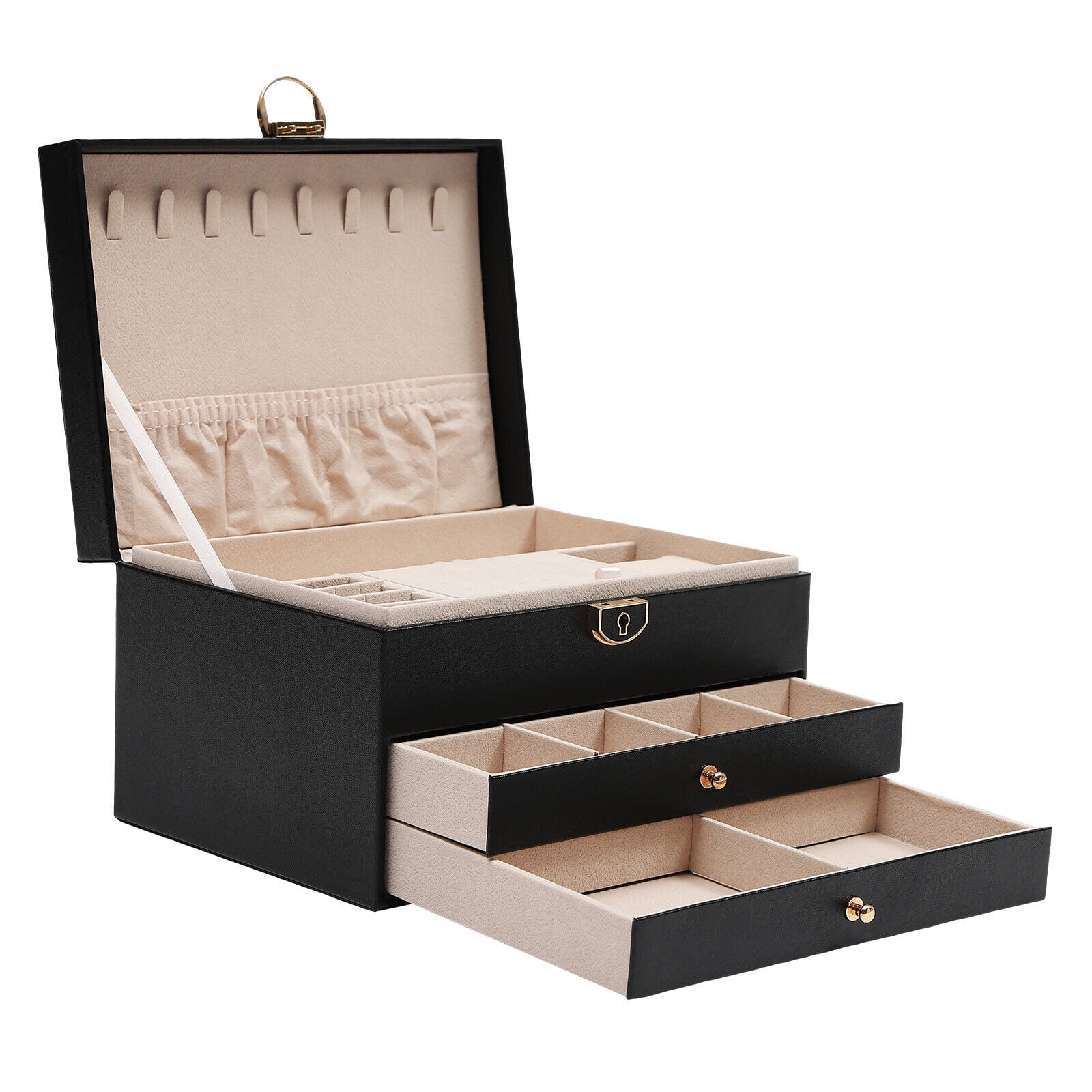 Modern Jewelry Box, PU Leather Box Watch Case Organizer Jewelry Display ...