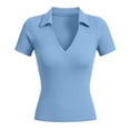 Conzone Shirts For Women V Neck Short Sleeve Solid Color Womens Shirts ...