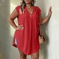 ctdiral Womens Plus Size Sleeveless Tank Tops V Neck Button Tanks Loose ...