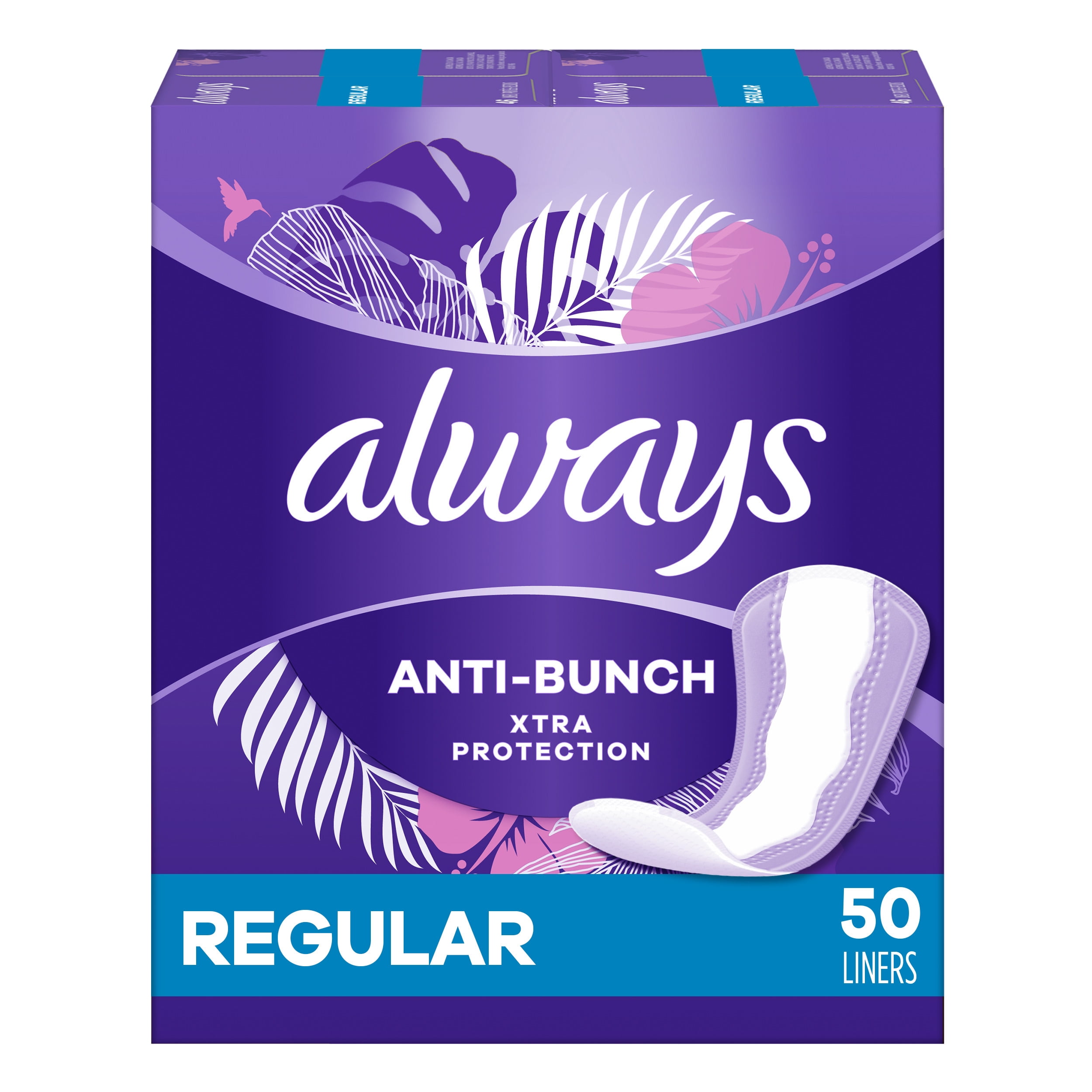 Always Xtra Protection Daily Liners, 50 Count, Regular - Walmart.com