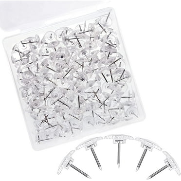 100 Pcs All Top Bargains Clear Thumb Tacks - Transparent Push Pin for ...