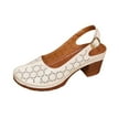 DIVVce Cutout Closed Toe Block Heel Slingback Sandals For Women ...