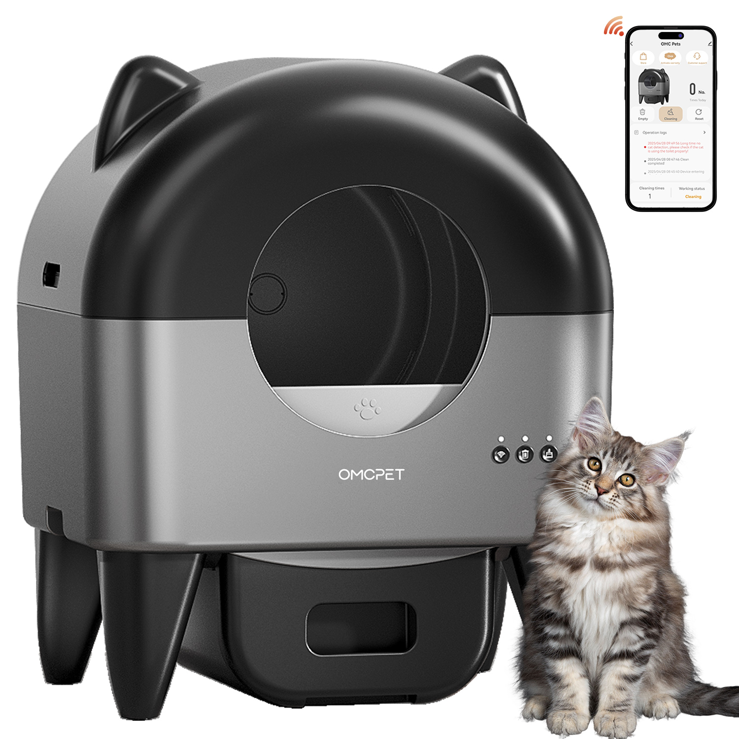 OUDOSPRS Automatic Litter Box, 95L Self Cleaning Litter Box with 15L ...