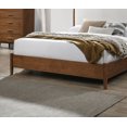 Walnut Color Panel Headboard Beige Upholstered 1pc King Size Bed Solid ...