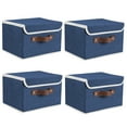 ANMINY 4-Pack Large Foldable Fabric Storage Bins with Lid and Handle ...