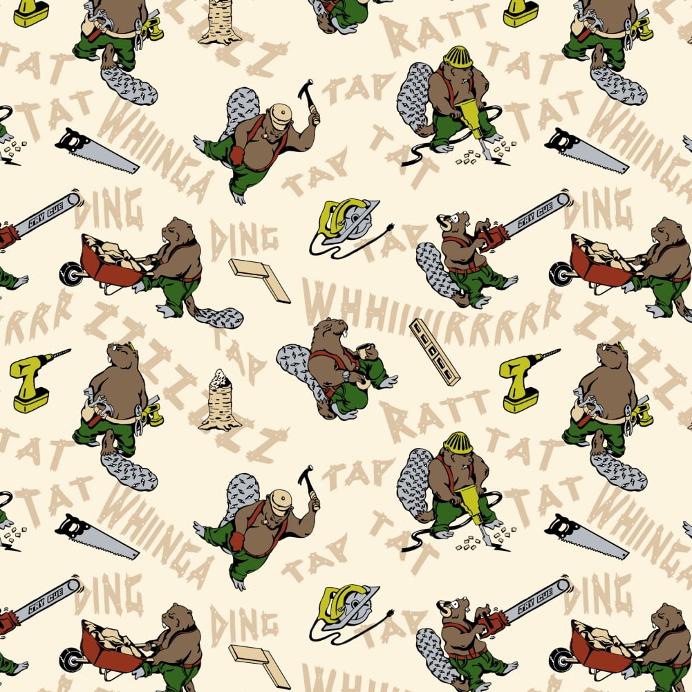 Busy Beavers Building Construction Premium Roll Gift Wrap Wrapping ...