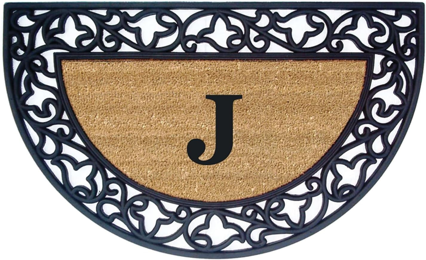 Legendary Doormats 22" x 36" Monogrammed Half Moon Coir Doormat with ...