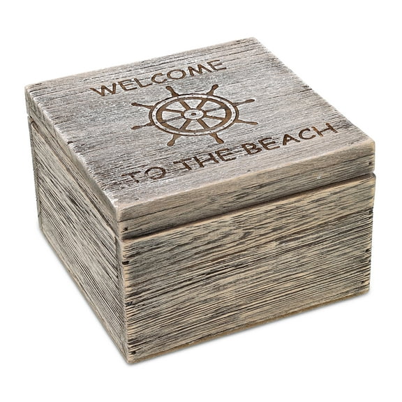 Nautical Box Set, Beach Theme Wooden Jewelry Boxes for Ocean Decor (3 ...