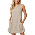 ClodeEU Women's Round Neck Sleeveless Striped Mini Dress,Casual Flowy ...