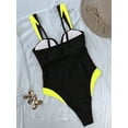 Black 2 Womens Colorblock Seamless One-Piece Swimsuit With Neon Yellow ...