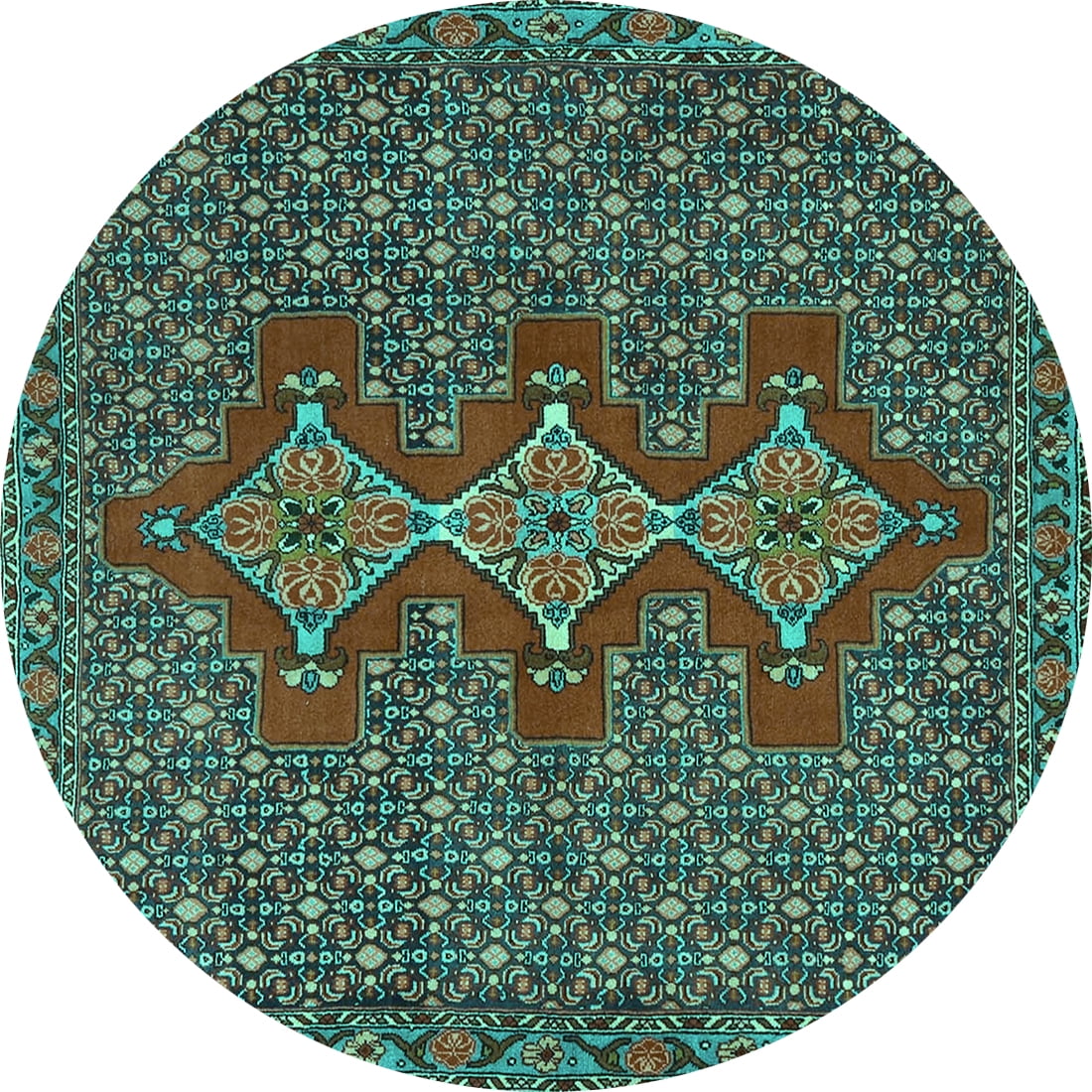 Ahgly Company Indoor Round Persian Turquoise Blue Traditional Area Rugs ...