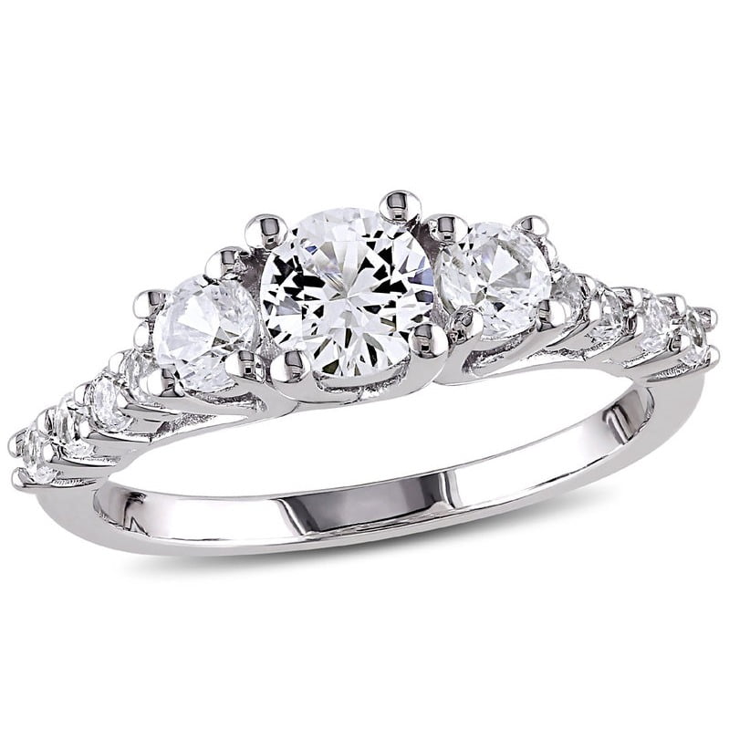1.40 Carat (ctw) Three-Stone Lab-Created White Sapphire Ring in ...