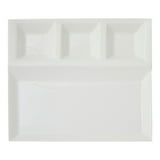 4 Pack White Ceramic Divided Plates with Sauce Compartments - Porcelain ...