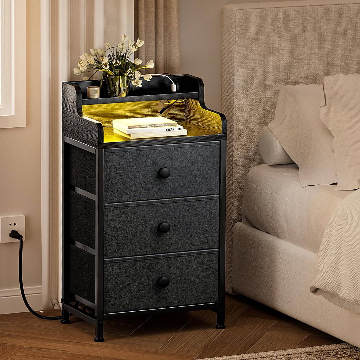 Click here for Gunaito 3 Drawers Nightstand With Charging Station... prices