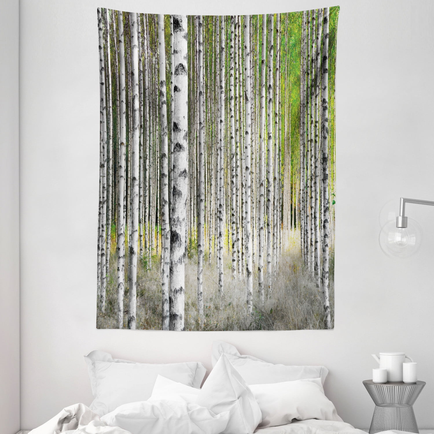 Birch Tree Tapestry, Peaceful Late Summer Woodland Trunks Leaves ...