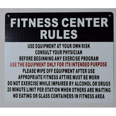 Fitness Center Rules Sign - Walmart.com