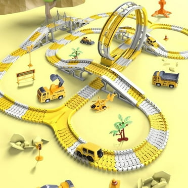 Magic Tracks Mega Set: Flex Glow in the Dark Racetrack with 2 LED Race ...