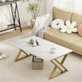 Coffee Table White Living Room Center Table, Simple Modern Faux Marble ...