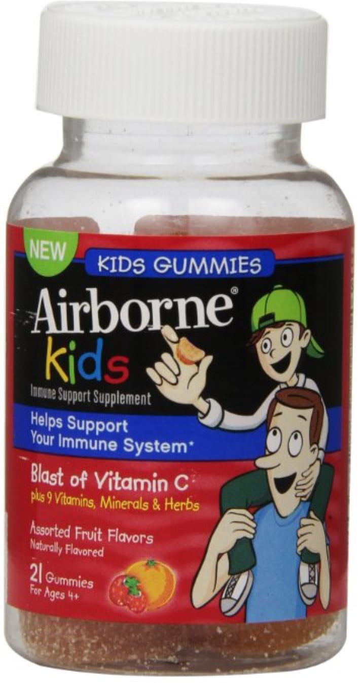 Airborne Kids Immune Support Gummies, Assorted Fruit 21 ea (Pack of 4 ...