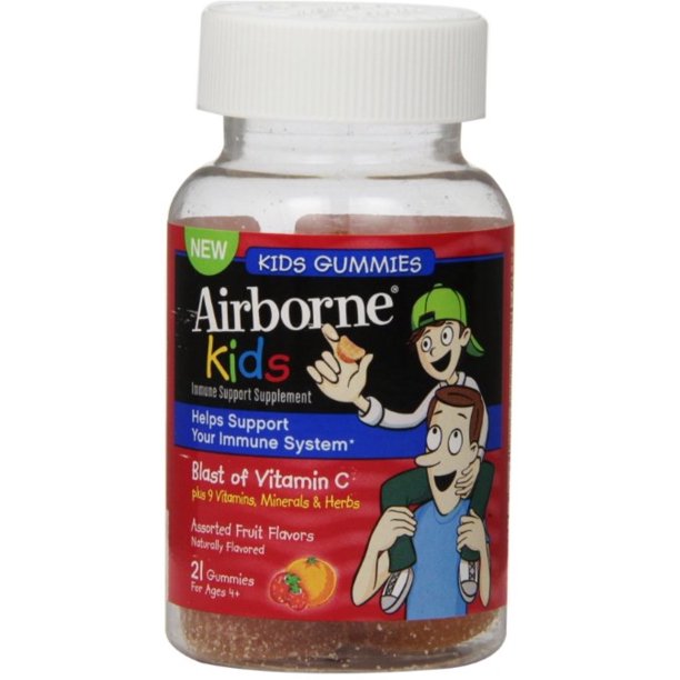 Airborne Kids Immune Support Gummies, Assorted Fruit 21 ea (Pack of 4 ...