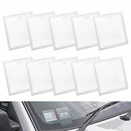 10 Pieces Transparent Adhesive Cards Holders Windshield PVC Label Notes ...