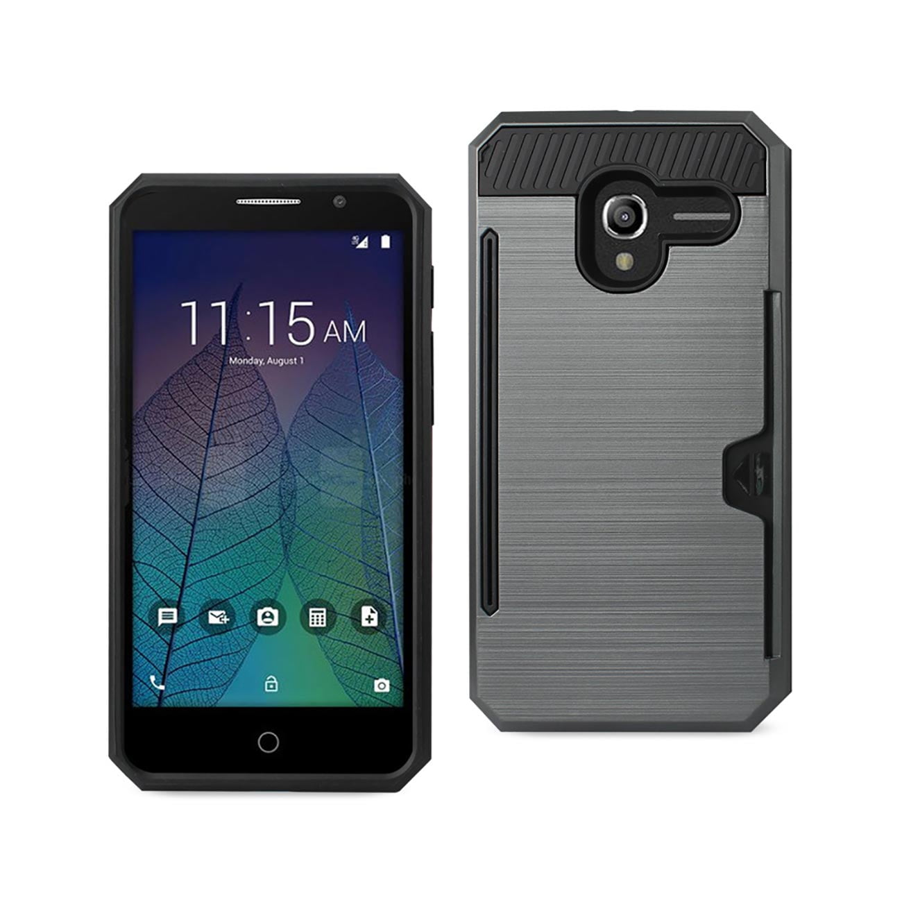 Alcatel Tru Slim Armor Hybrid Case With Card Holder In Gray - Walmart.com