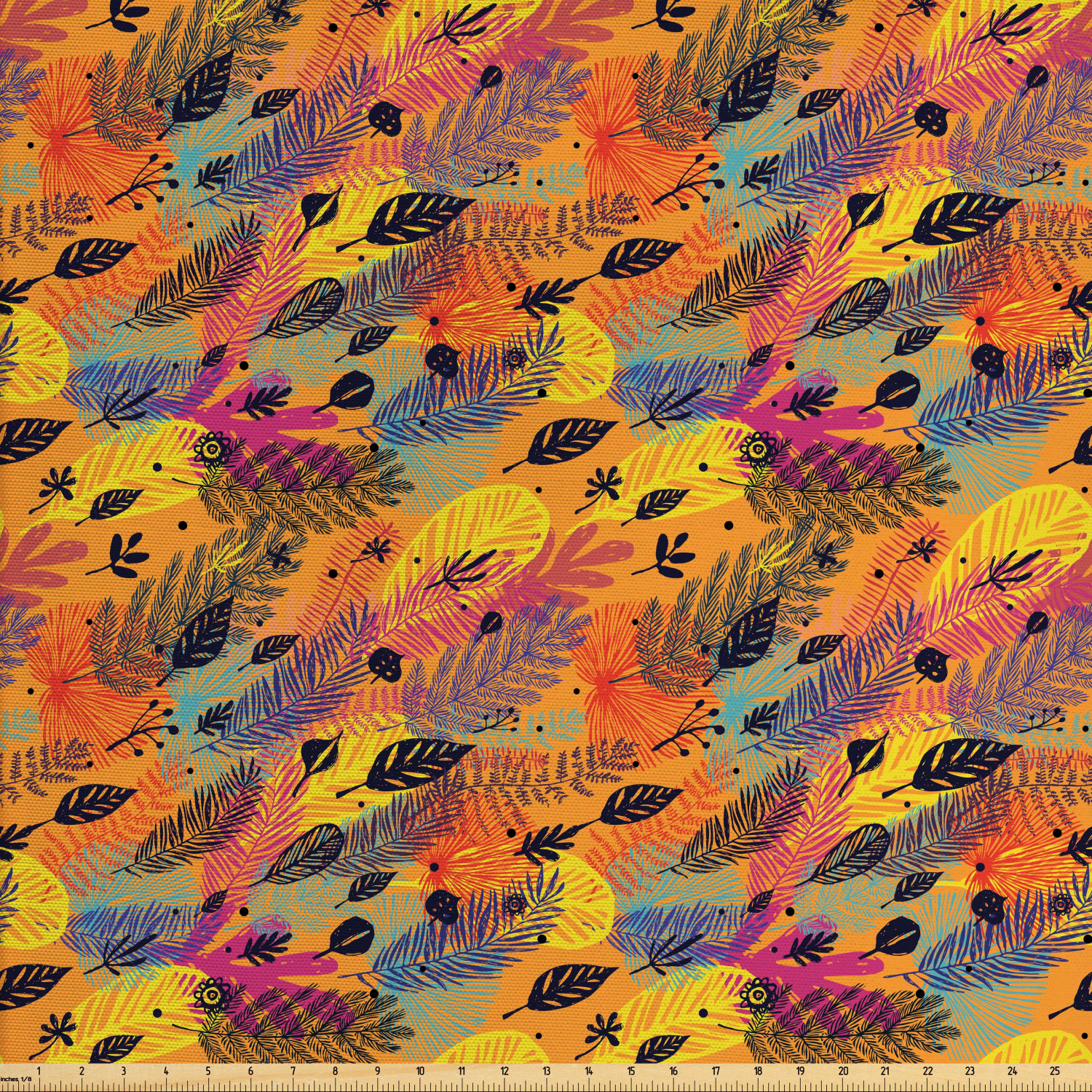 Autumn Fabric by the Yard, Colorful Various Plantation of Fall Season ...