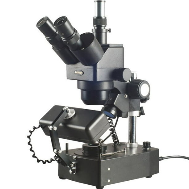 AmScope 10X-40X Jewelry Gem Trinocular Stereo Microscope with Three ...