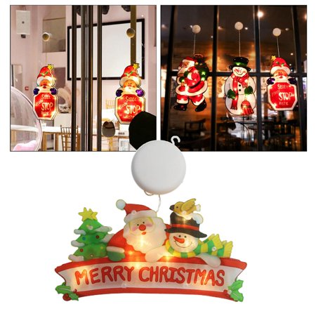 Santa LED Lighted Window Decoration Silhouette with Suction Cup Merry ...