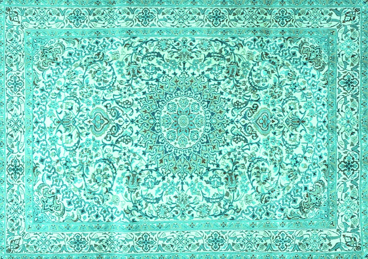 Ahgly Company Machine Washable Indoor Rectangle Persian Turquoise Blue ...