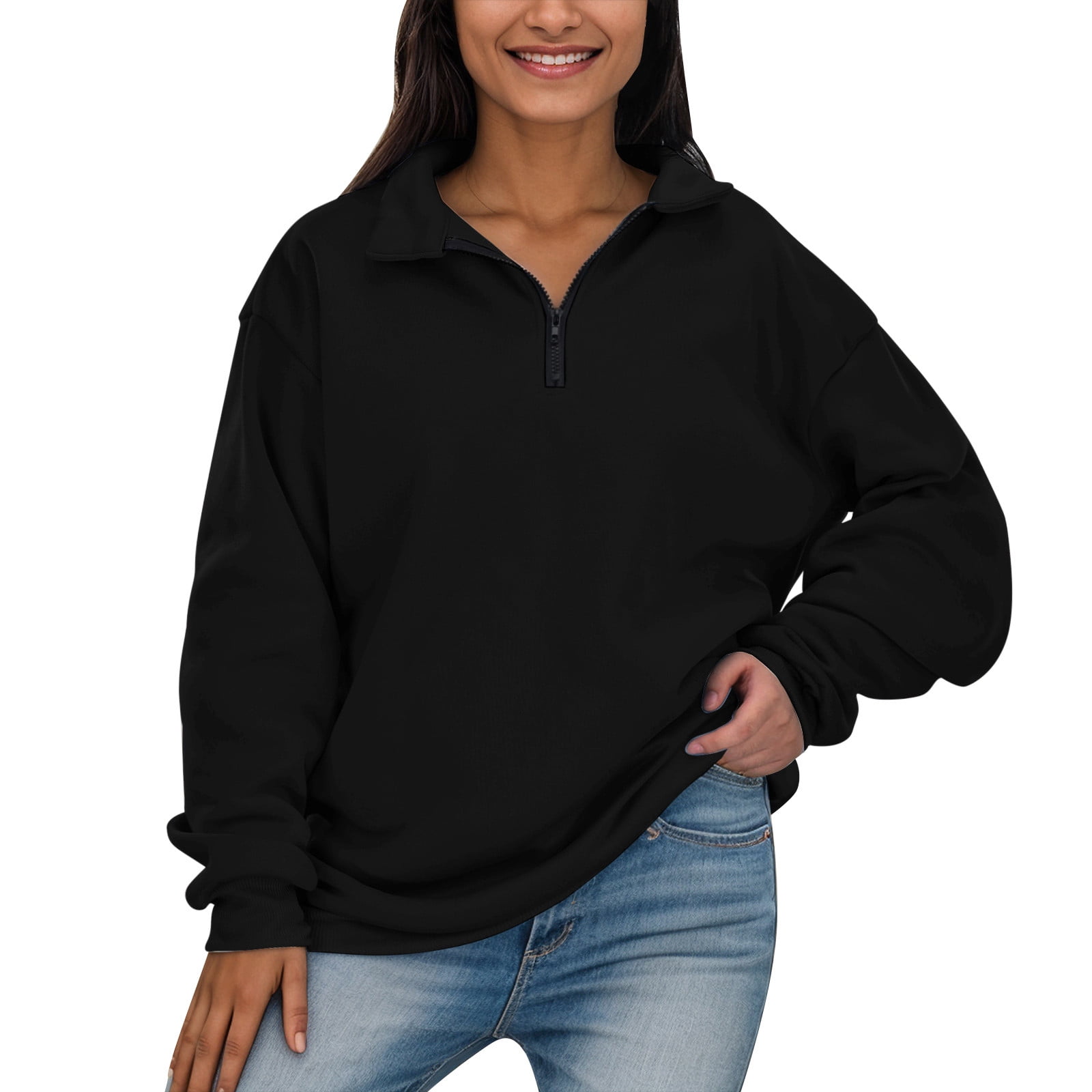 Click here for Awzxde Womens Shirts Womens Oversized Half Zip Pul... prices