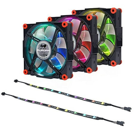 InWin Aurora Fan Kit Black/Red 3 RGB LED 120mm Fan Two LED Strips High ...