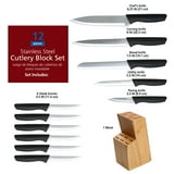 Mainstays 12 Piece Cutlery Set with Soft Grip Handles and Bamboo ...