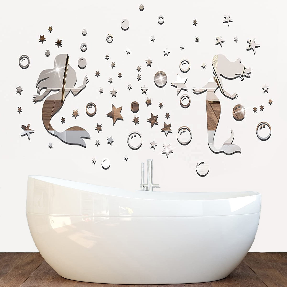 Mermaid Acrylic Mirror Wall Decor DIY Art Mermaid Wall Sticker for ...
