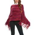 LELINTA Women's Tassel Ponchos Sweater Knitted Irregular Hem Poncho ...