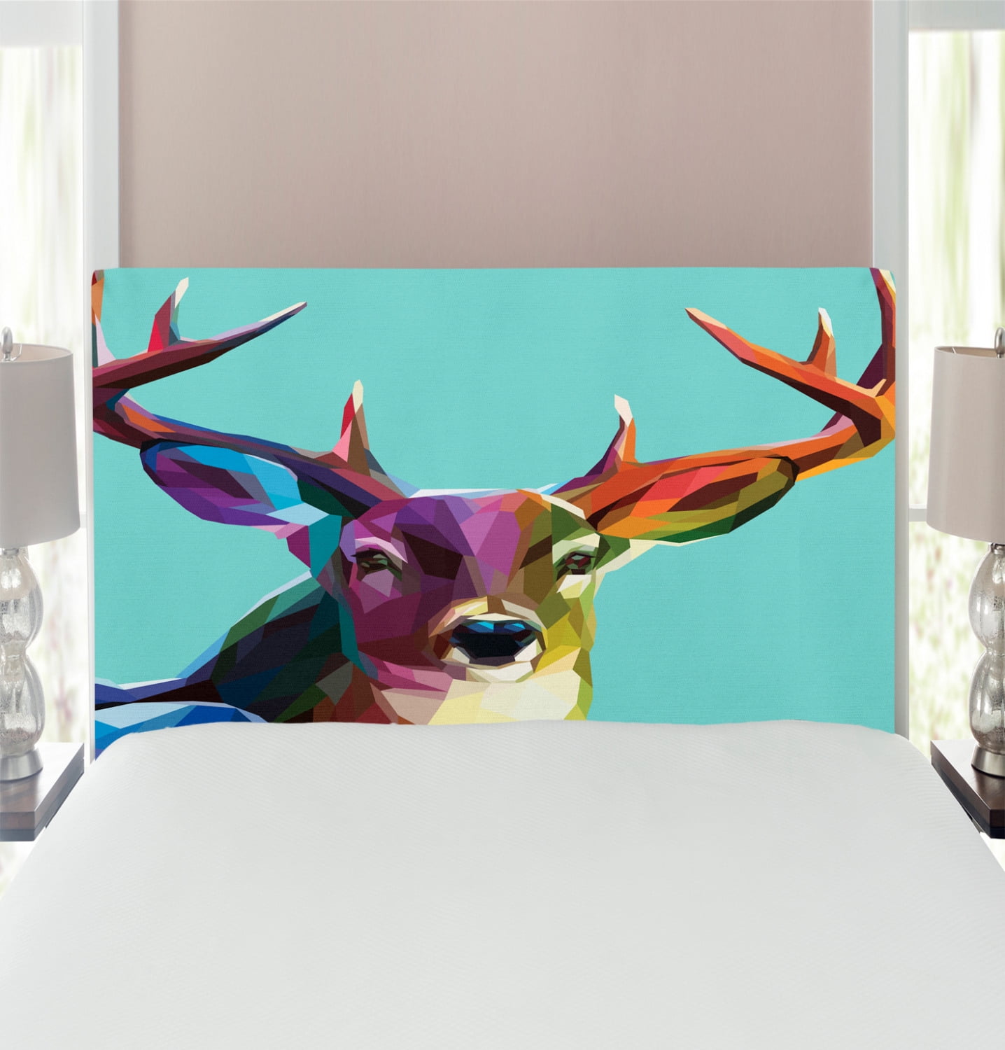 Deer Headboard, Modern Illustration of Low Poly Deer with Triangle ...