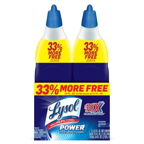 Lysol Power Toilet Bowl Cleaner, 64oz (2X32oz), 10X Cleaning Power ...