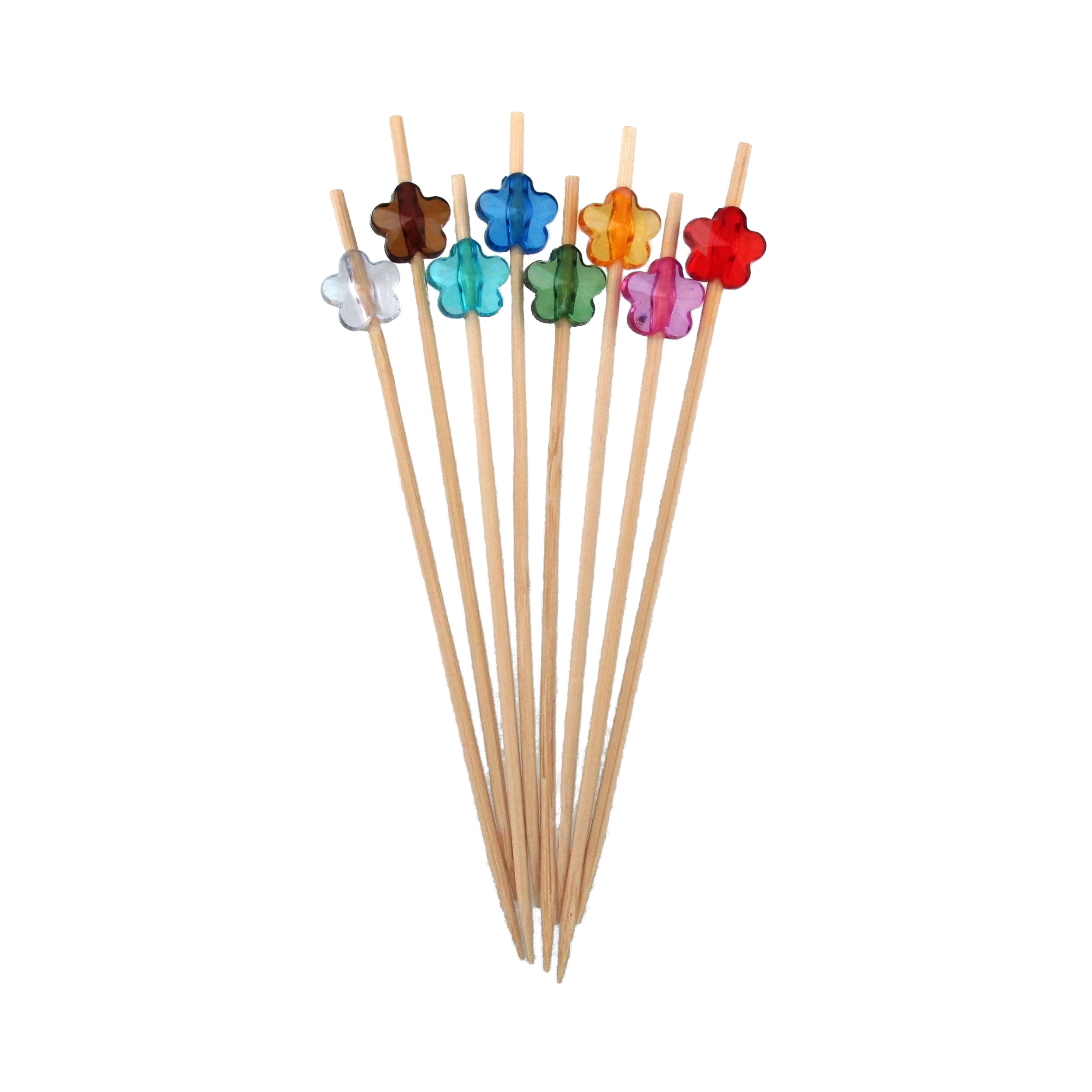 BambooMN Brand - Decorative Acrylic Flower End Bamboo Picks 4.7" (12cm ...