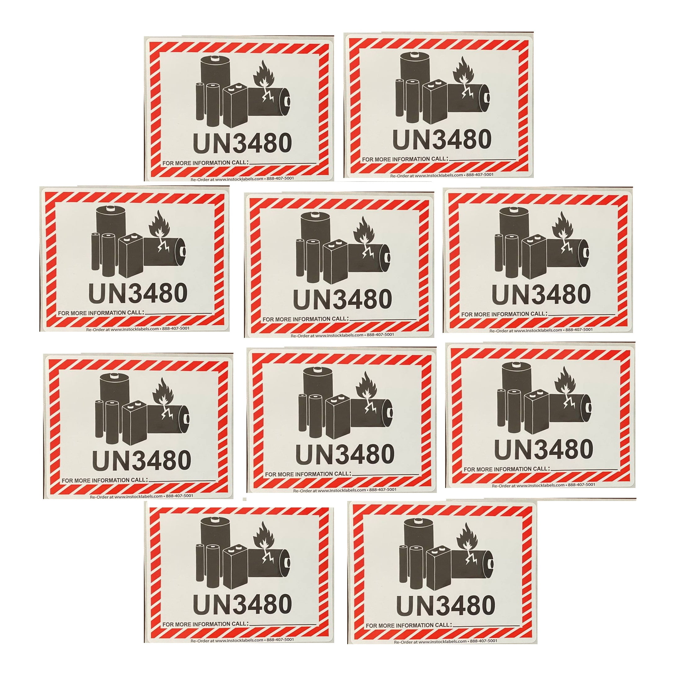 10pcs SET of Rectangle UN3480 Li-Ion Battery without Equipment Stickers ...