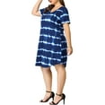 Agnes Orinda Womens Plus Size Tie Dye V Neck Tunic Dress Casual Tees