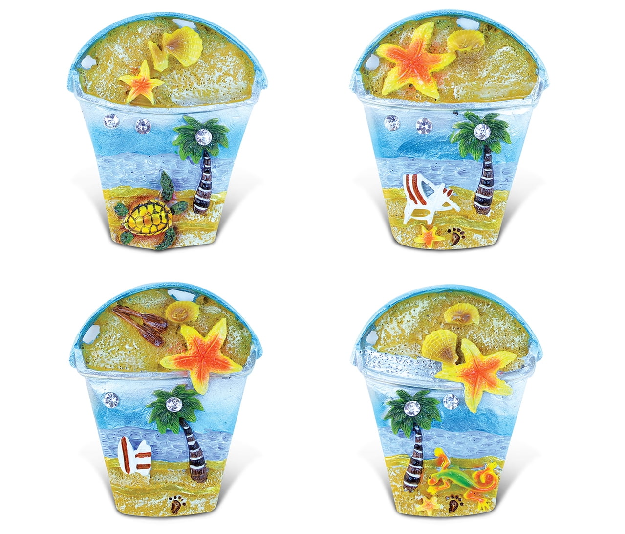 CoTa Global Beach Bucket Refrigerator Silver Beach Magnets Set of 4 ...