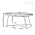 Modern Harmony Oval Coffee Table 46 White MDF Rubber Wood Living Room ...