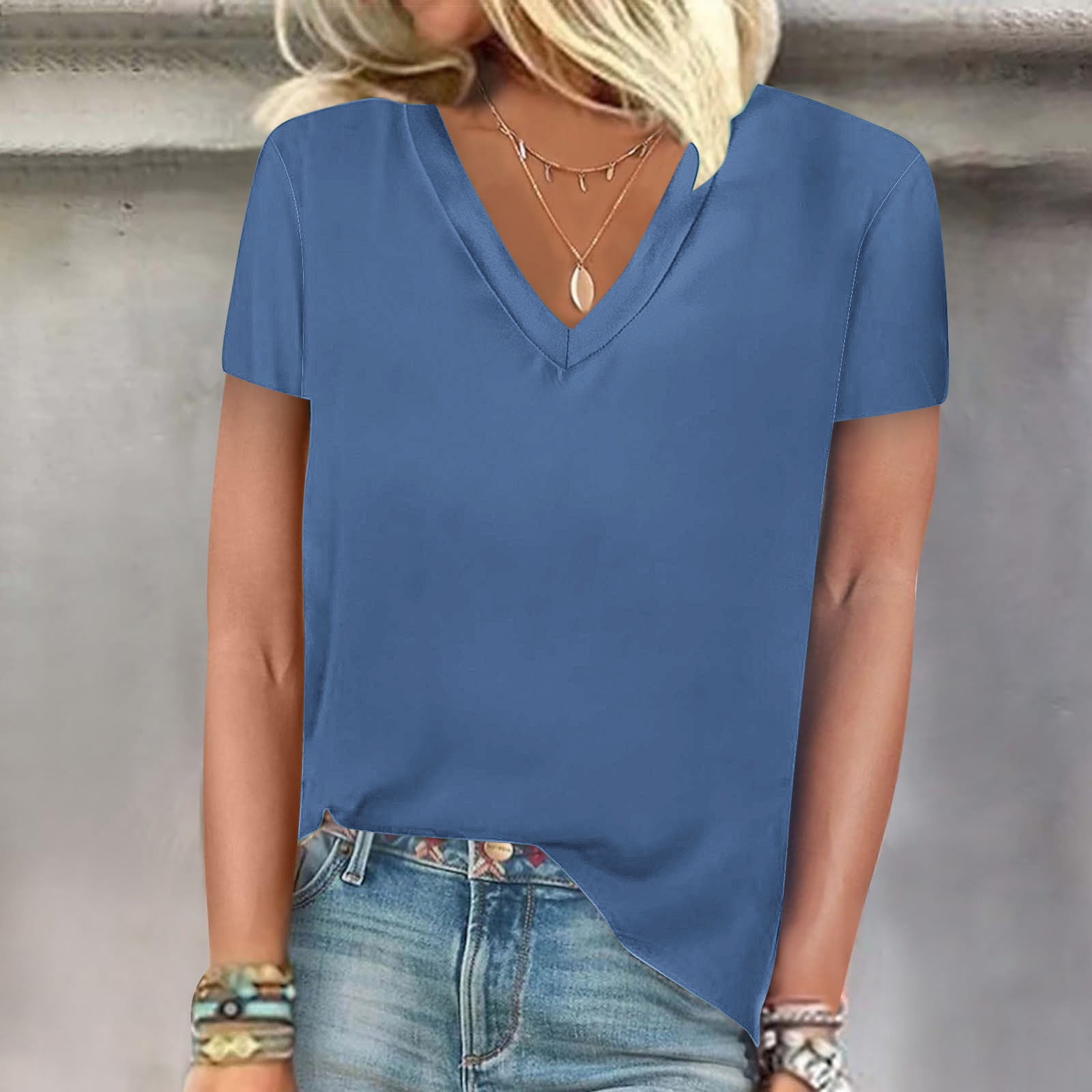 Click here for Aherbiu T Shirts For Women V Neck Summer Short Sle... prices