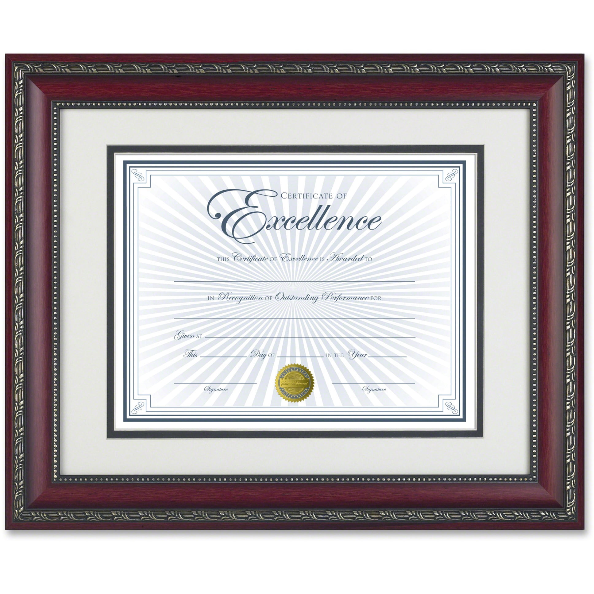 DAX World Class Document Frame w/Cert, Rosewood, 11 x 14, 8 1/2 x 11 ...