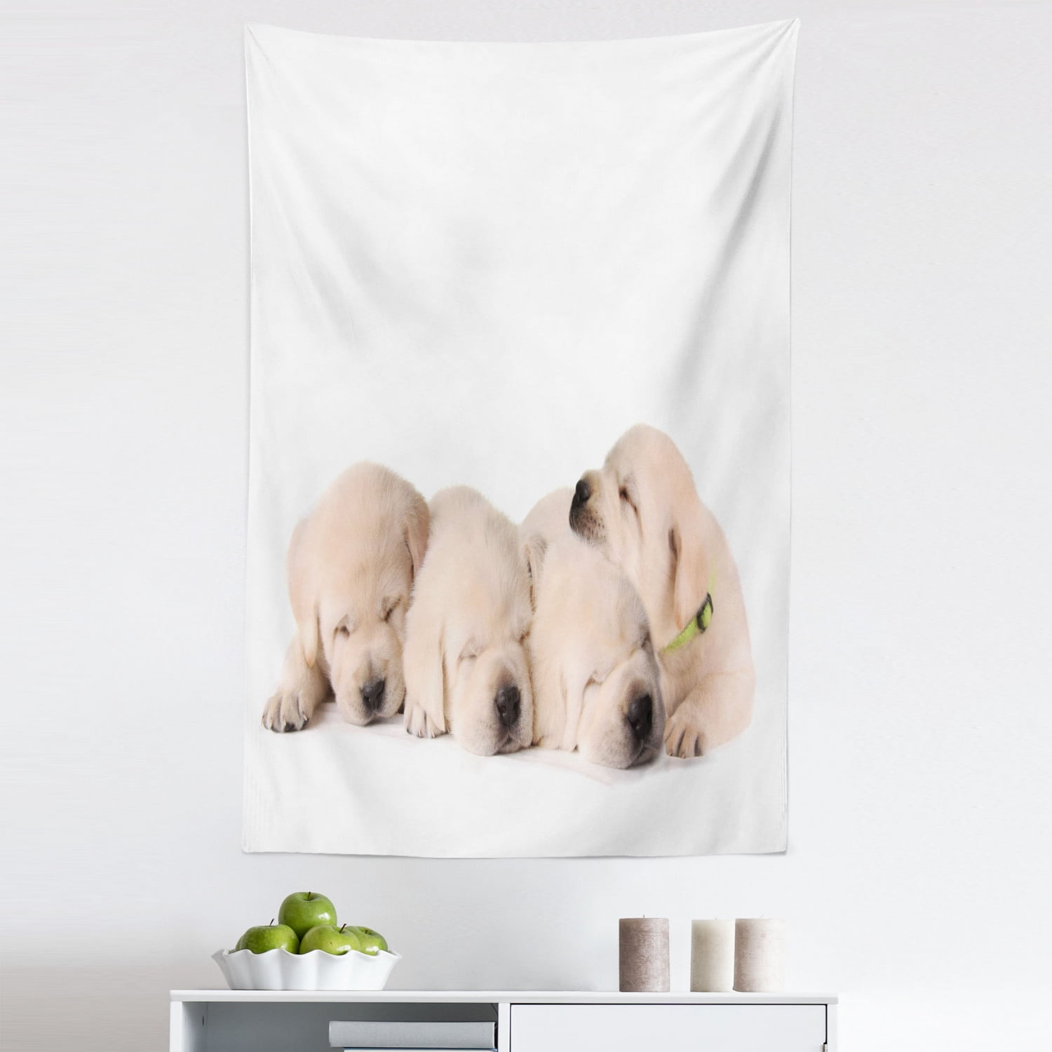 Yellow Lab Tapestry, Sleepy Little Puppies Funny Dog Photo Labrador ...