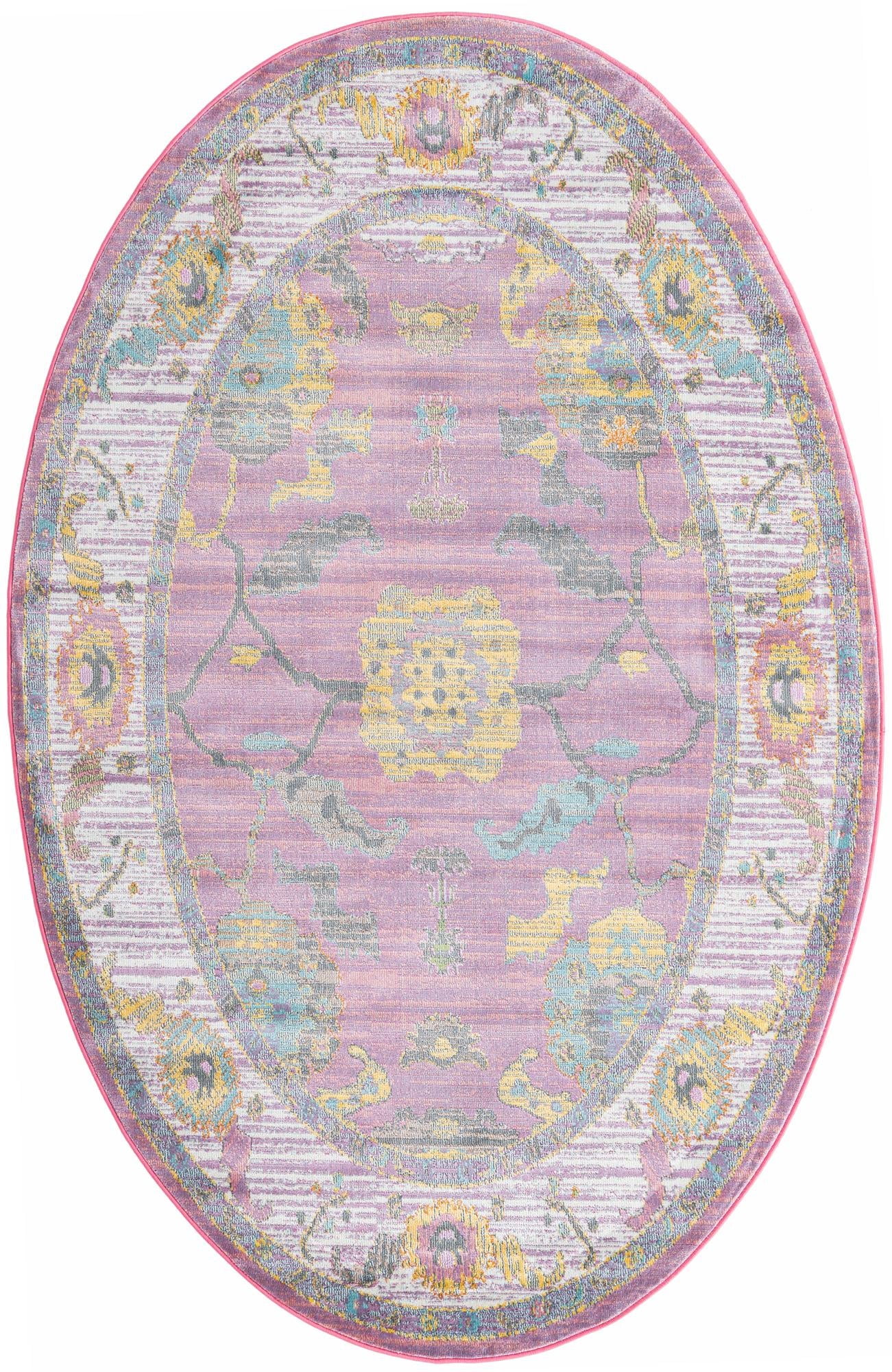 Rugs.com Paragon Collection Rug – 5' x 8' Oval Pink Medium-Pile Rug ...