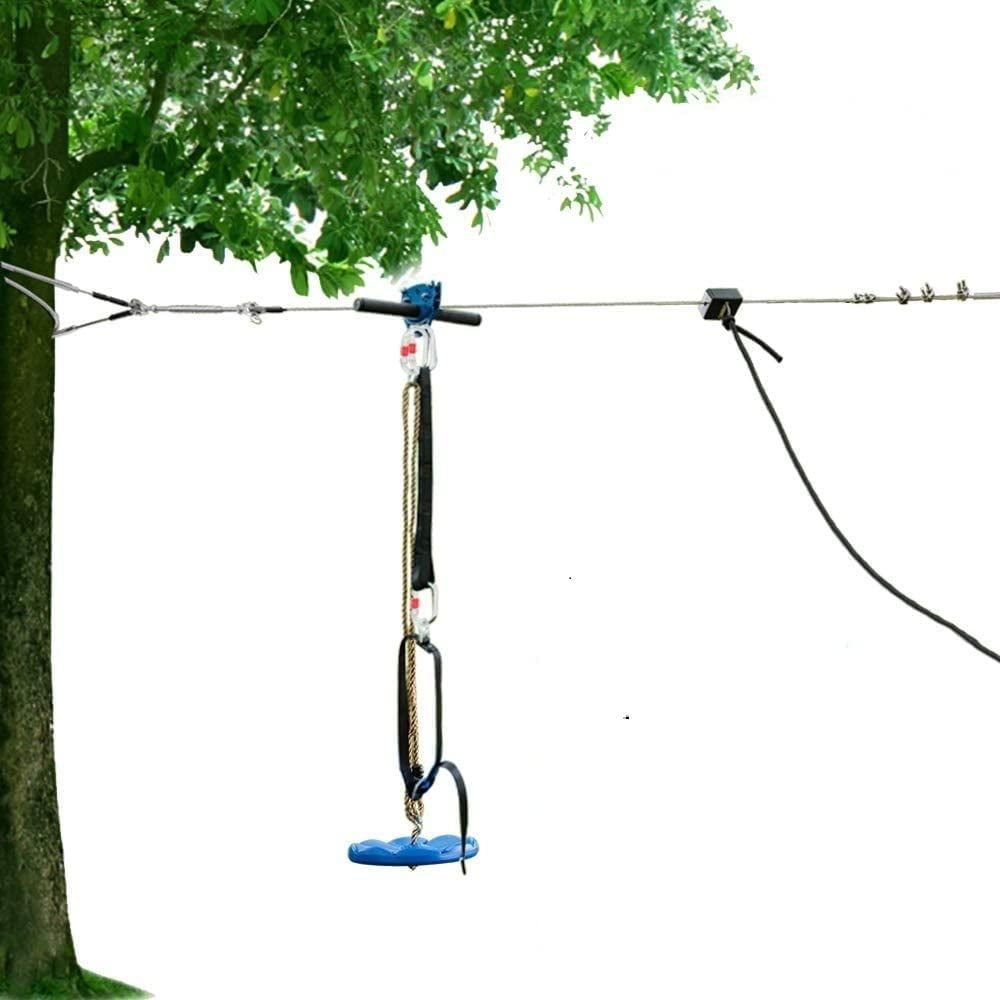 JOYMOR 95ft Zipline Kit with Detachable Trolley, Stainless Steel Cable ...