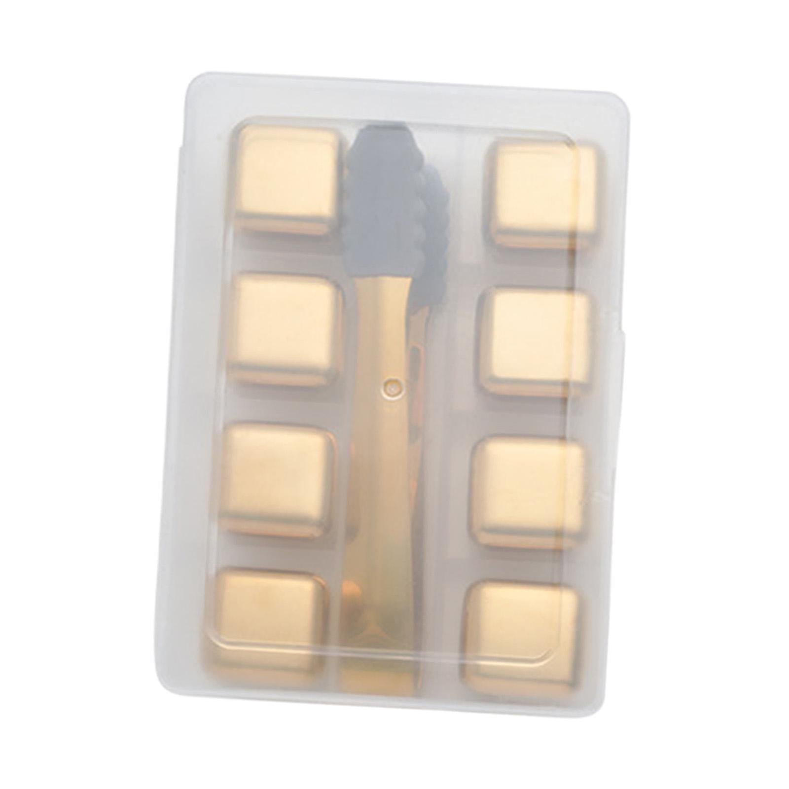 Stainless Steel Ice Cube Whisky Ice Cubes Reusable with Tongs and Cube ...